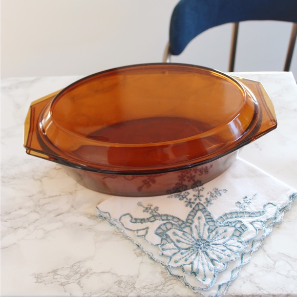 Kitchen | Arcopal France Amber Glass Casserole Cookware With Lid | Poshmark